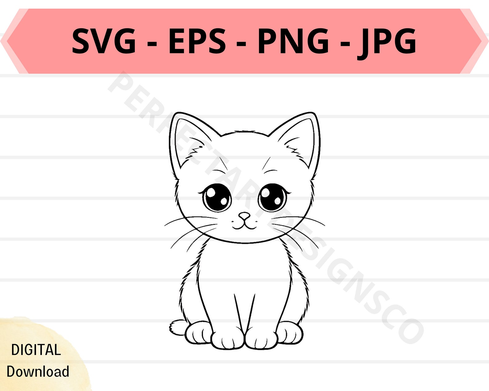 Cute Cat Svg File, Baby Cat Outline Svg, Cat Clipart Svg, Cat Svg Cut ...