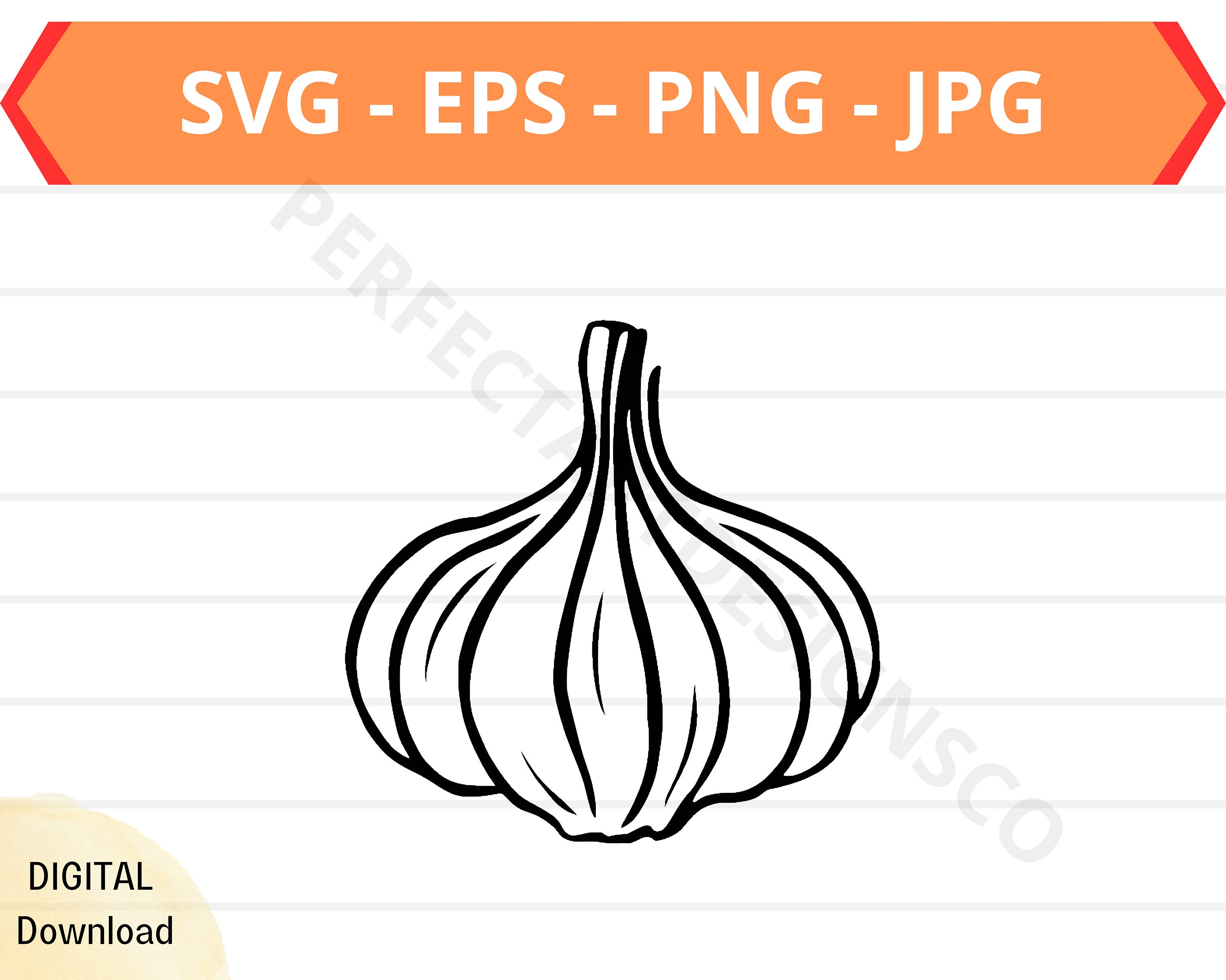 Garlic Outline Svg, Garlic Vegetable Clipart, Garlic Svg for Shirt, Svg File for Cricut, Garlic ...