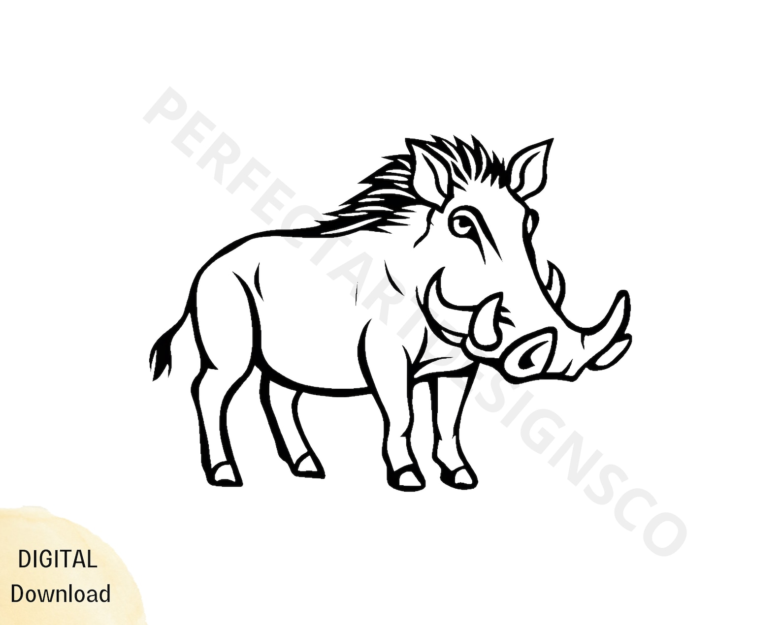 Warthog Outline Svg, Warthog Clipart, Warthog Svg for Shirt, Svg File for Cricut, Warthog Cut ...