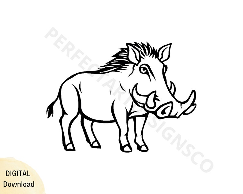 Warthog Outline Svg, Warthog Clipart, Warthog Svg for Shirt, Svg File ...