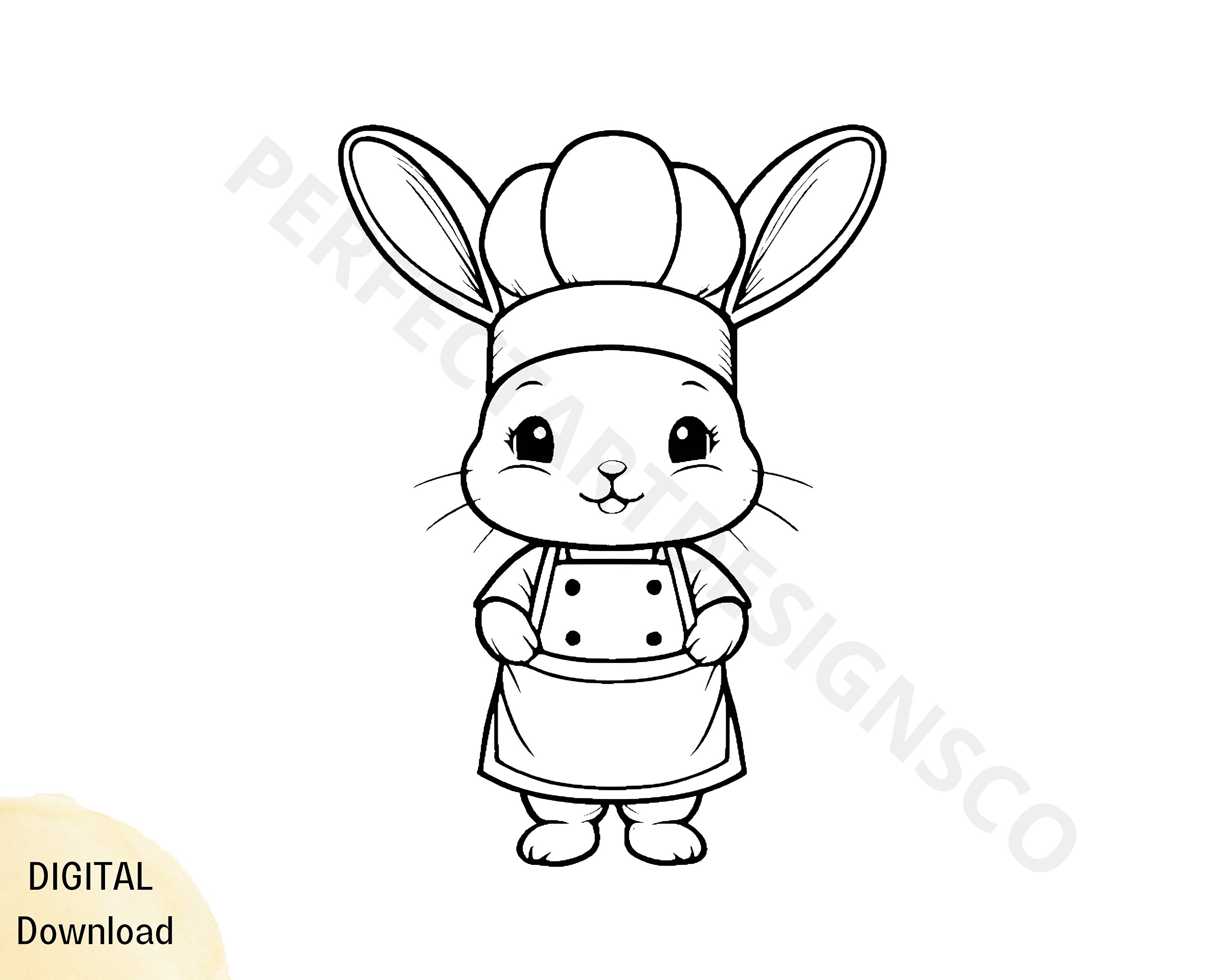 Cute Bunny Svg, Cricut, Silhouette, Bunny Dressed as Chef Bunny Shirt ...