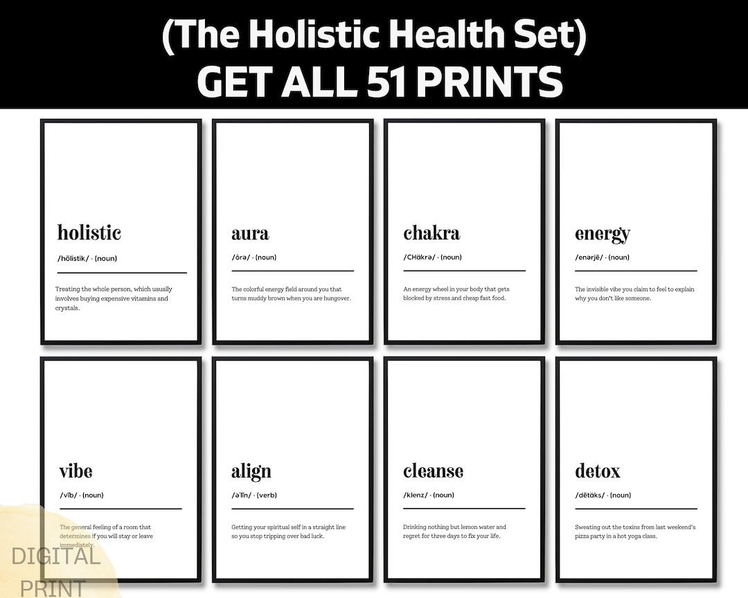 Funny Holistic Health Definition Print Set, Wellness Lover Gift ...