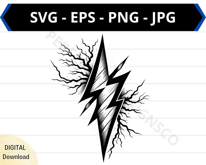 Lightning Vector Illustration Tattoo Svg, Lightning Shirt Design Image ...