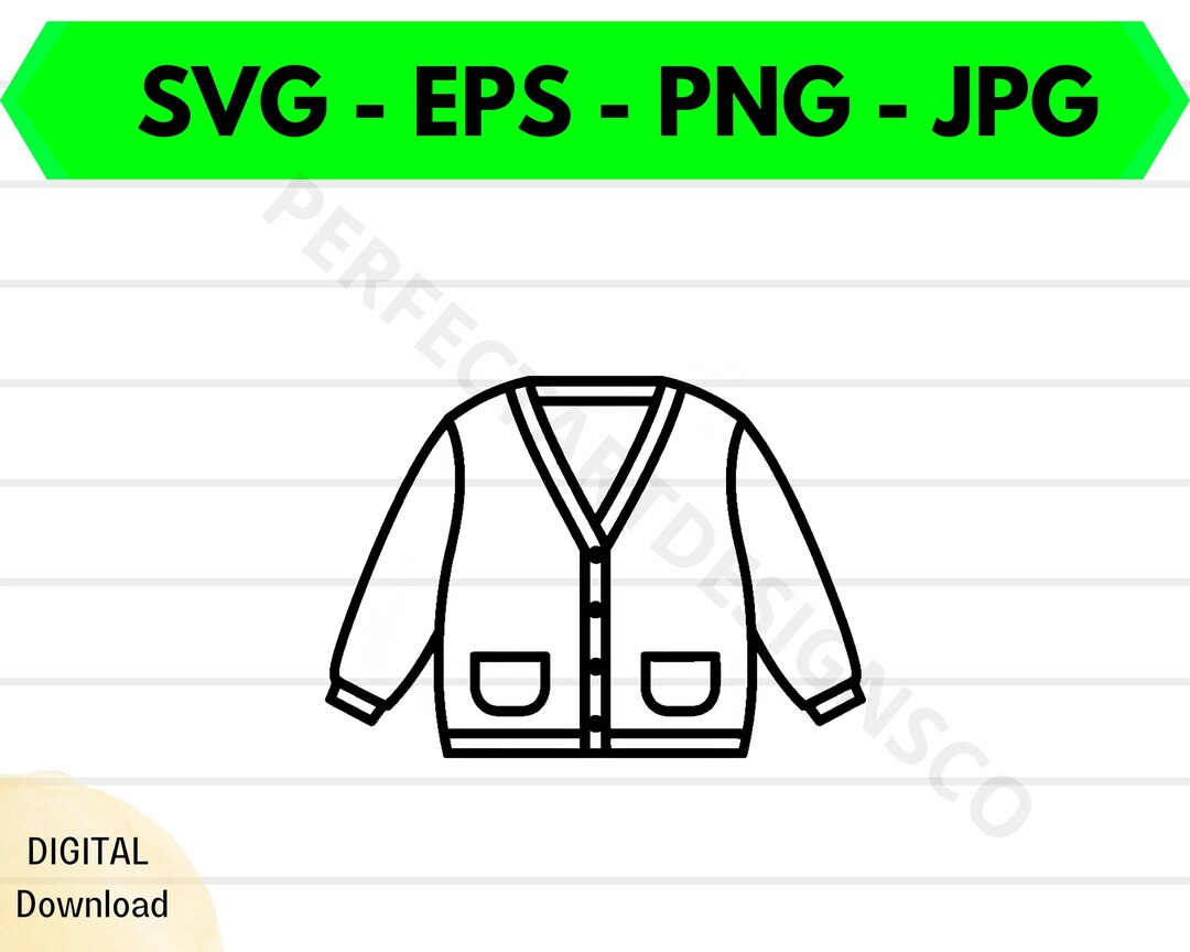 Cardigan Outline Svg File, Cardigan Cutting Svg File for Cricut ...