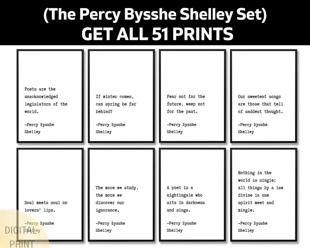 51 Percy Bysshe Shelley Quotes, Printable Romantic Poet Art, English ...