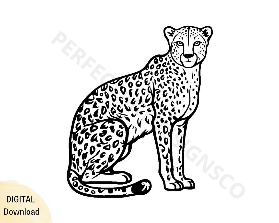 Cheetah Outline Svg, Cheetah Clipart, Cheetah Svg for Shirt, Svg File ...