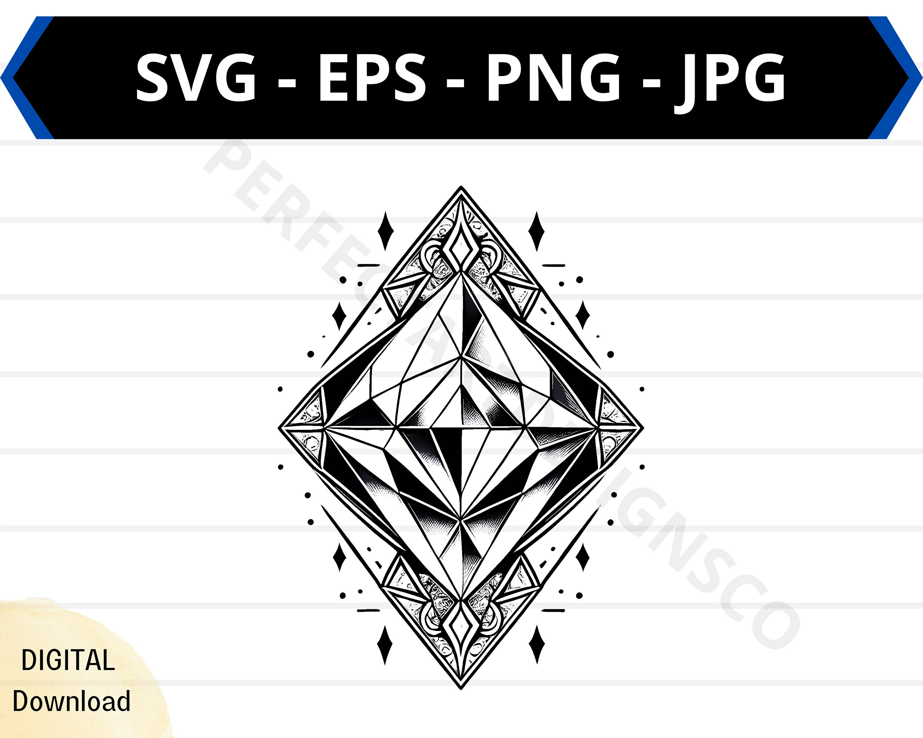 Diamond Tattoo Illustration Svg, Diamond Svg File for Cricut and ...
