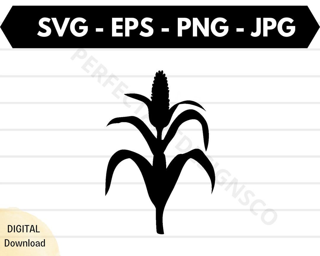 Corn Stalk Silhouette Svg, Corn Stalk Outline, Corn Stalk Cricut, Corn ...