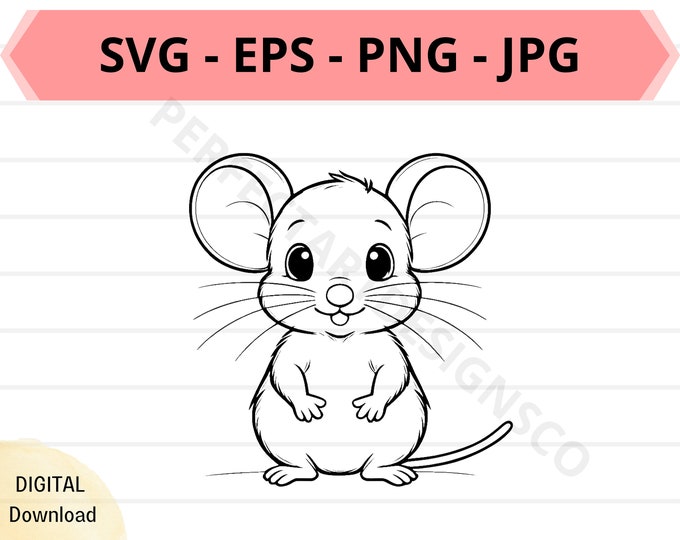 Mouse SVG Files, Cute Unique Mouse Face Illustration Instant Download ...