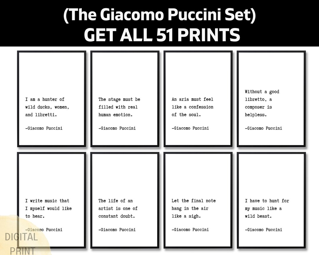 51 Giacomo Puccini Quotes, Printable Opera Composer Wall Art, Italian ...