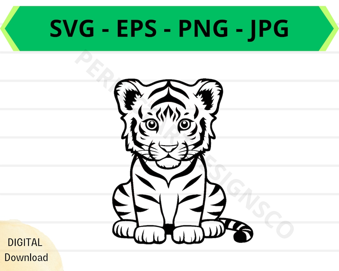 Tiger Cub Outline Svg, Tiger Cub Clipart, Tiger Cub Svg for Shirt, Svg ...