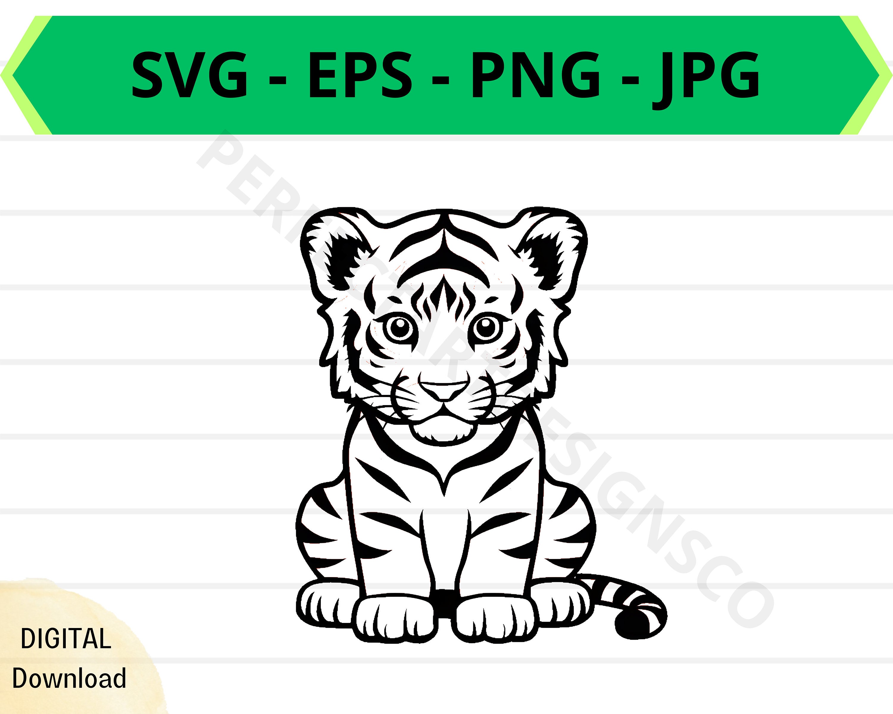 Tiger Cub Outline Svg, Tiger Cub Clipart, Tiger Cub Svg for Shirt, Svg ...