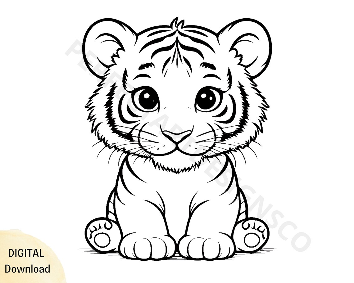 Cute Tiger Svg File, Baby Tiger Outline Svg, Tiger Clipart Svg, Tiger ...