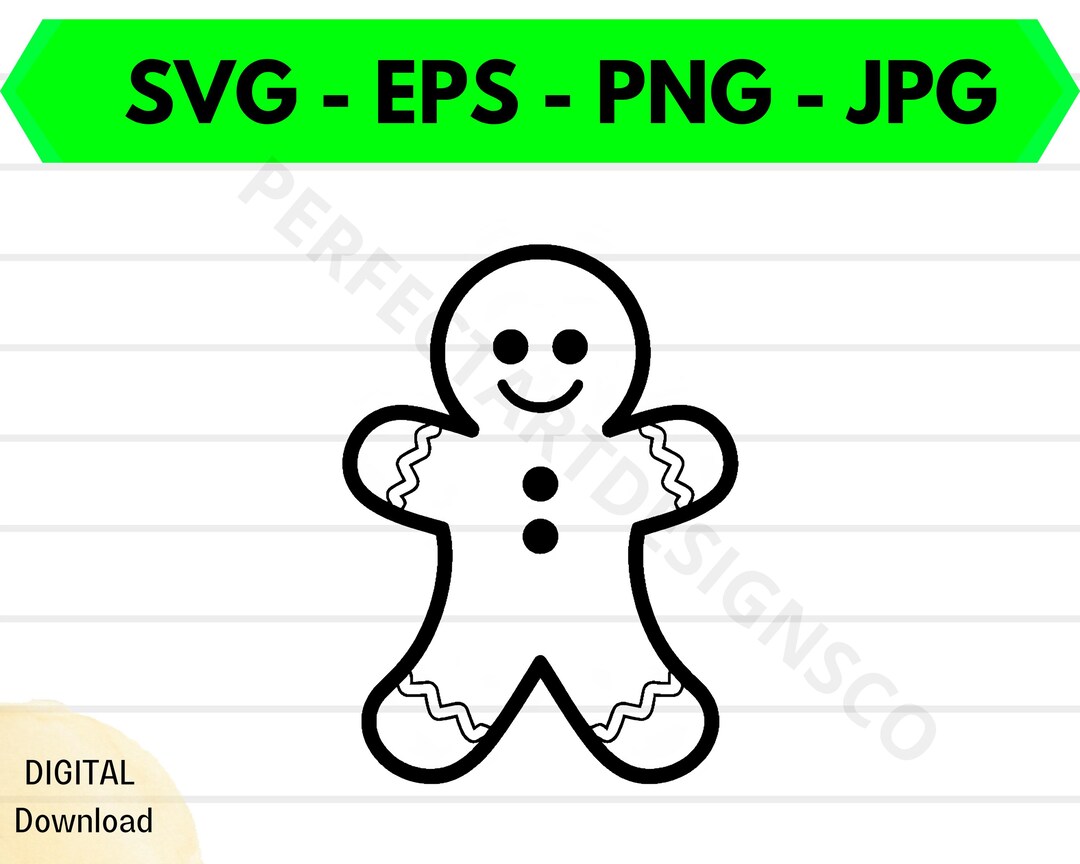 Gingerbread Man Outline Svg File, Gingerbread Man Cutting Svg File for ...
