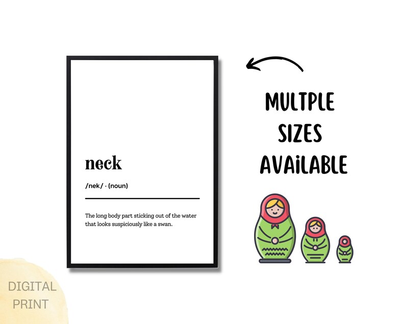 Funny Loch Ness Monster Definition Print Set, Nessie Lover Gift ...