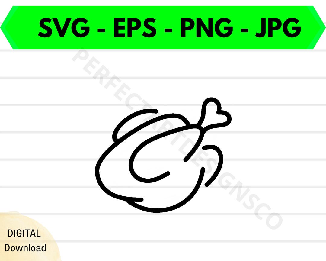 Cooked Chicken Outline Svg File, Cooked Chicken Cutting Svg File for ...