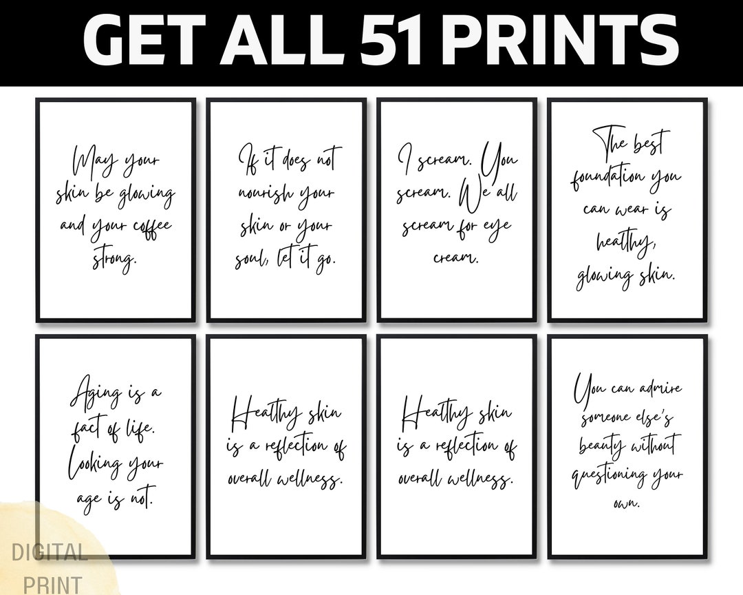 Skincare Motivational Quotes Digital Prints, 51 Beauty Affirmations ...