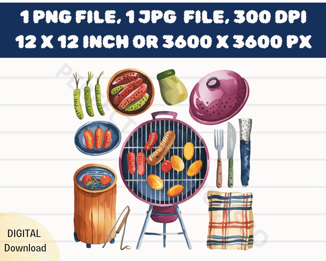 Cook Out Printable Watercolor Clipart, Cook Out High Quality ...