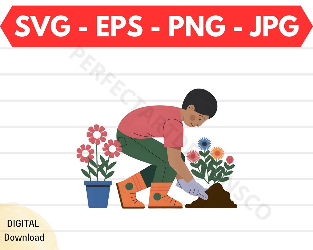 Planting Flowers Svg, Planting Flowers Clipart, Planting Flowers Svg ...