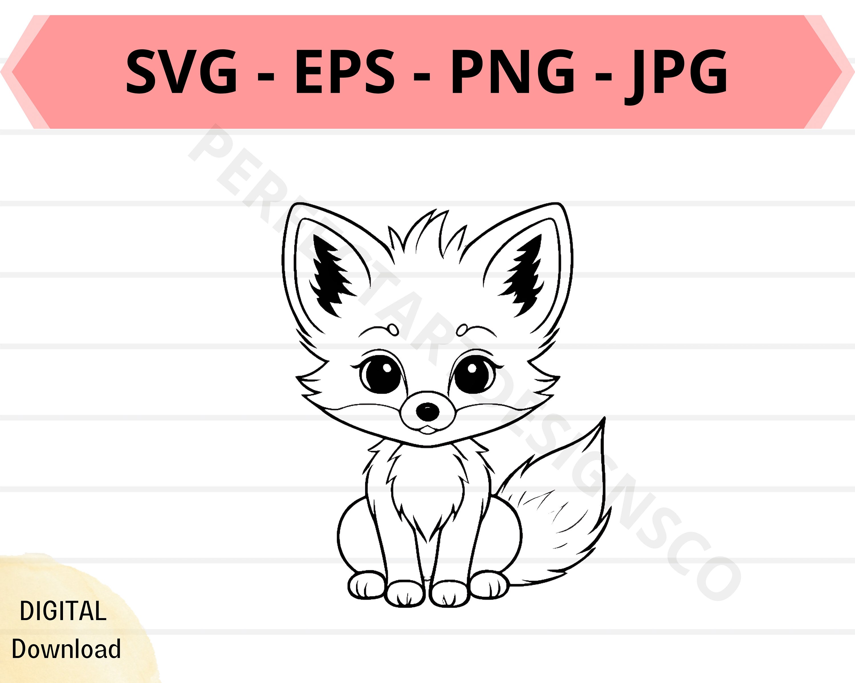 Cute Fox Svg File, Baby Fox Outline Svg, Fox Clipart Svg, Fox Svg Cut ...