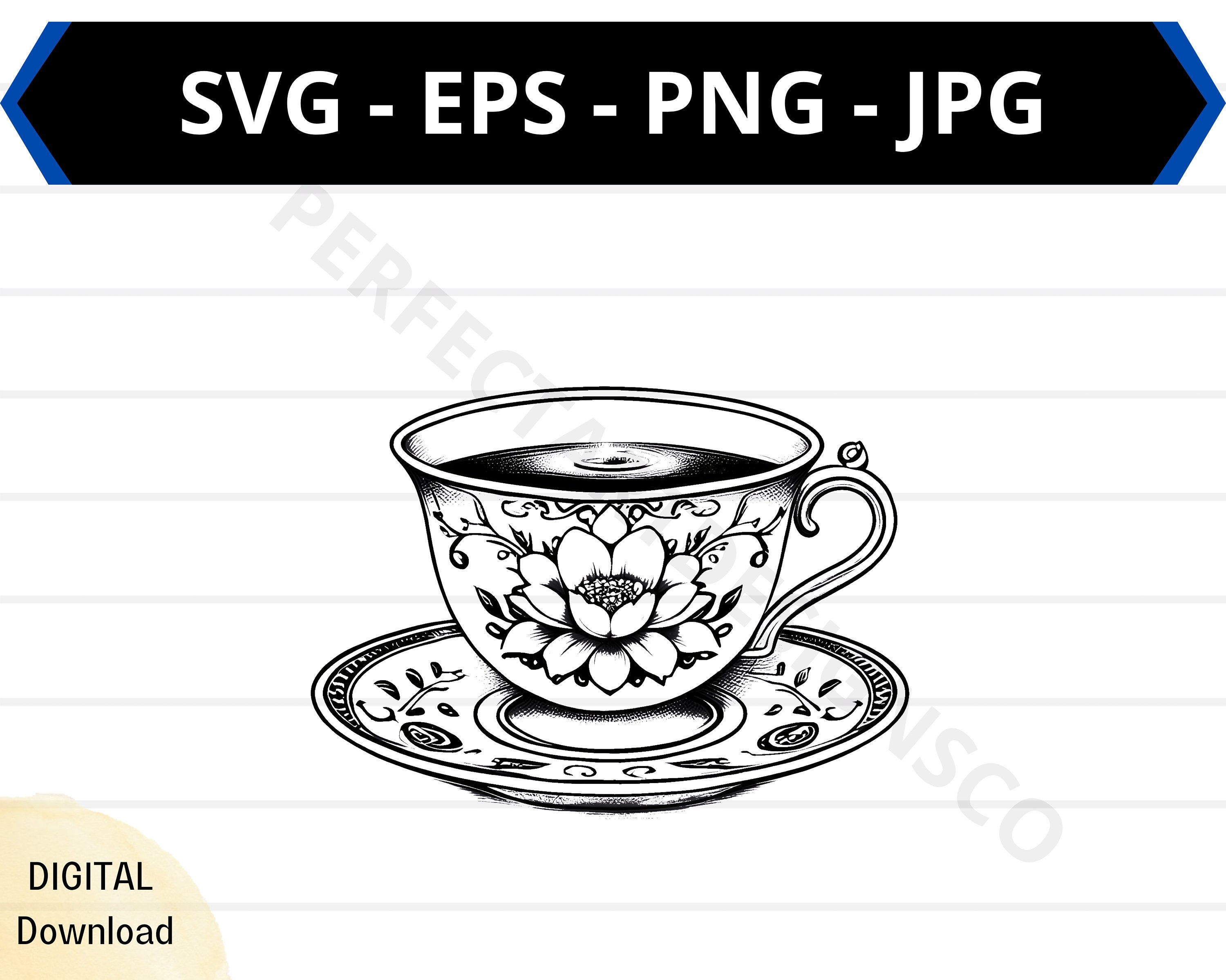 Teacup Vector Image Clipart, Teacup Svg Teacup Cutting File Cricut Silhouette, Teacup Svg for ...