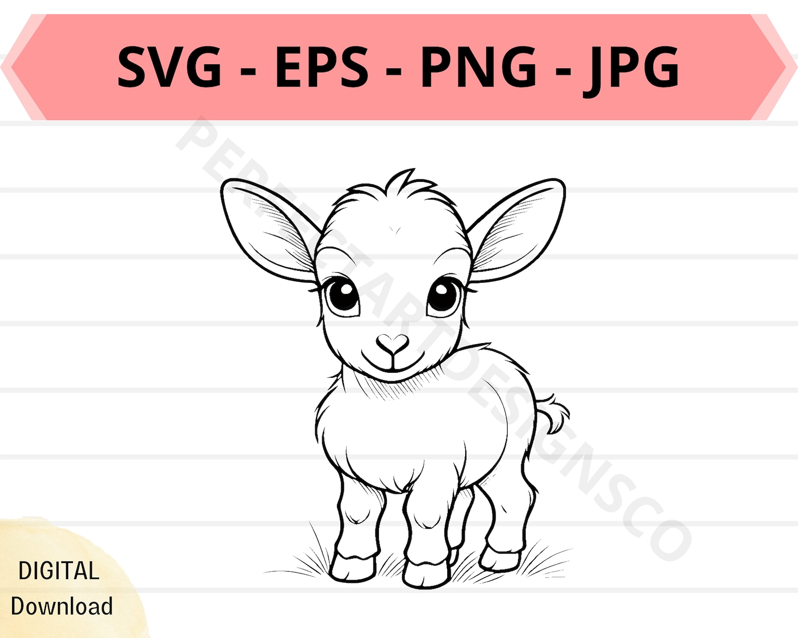 Cute Goat Svg File, Baby Goat Outline Svg, Goat Clipart Svg, Goat Svg ...