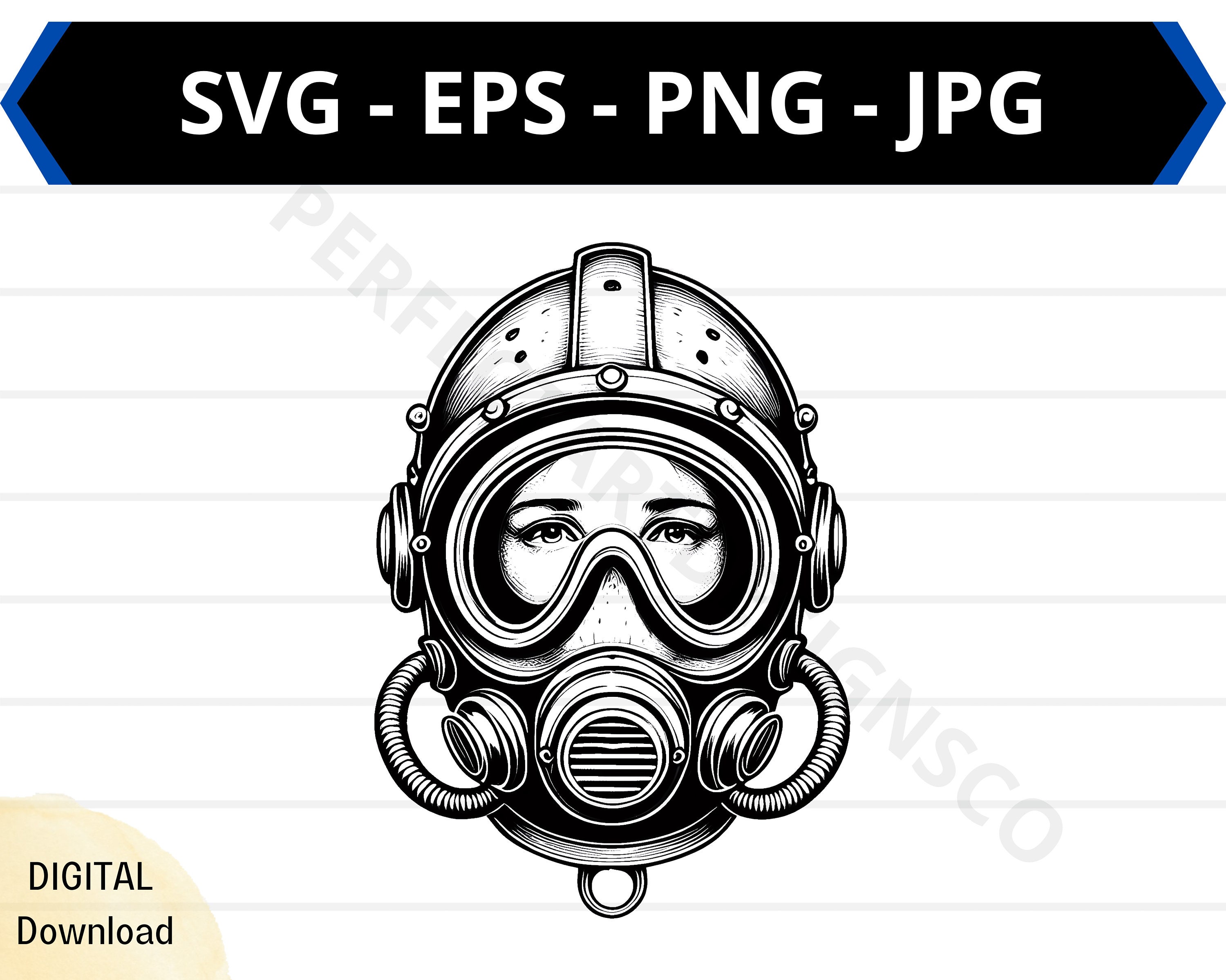 Diving Helmet Vector Illustration Tattoo Svg,, Helmet Shirt Design ...