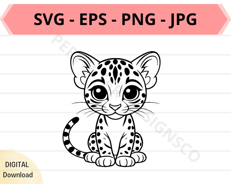 Cute Ocelot Svg File, Baby Ocelot Outline Svg, Ocelot Clipart Svg ...