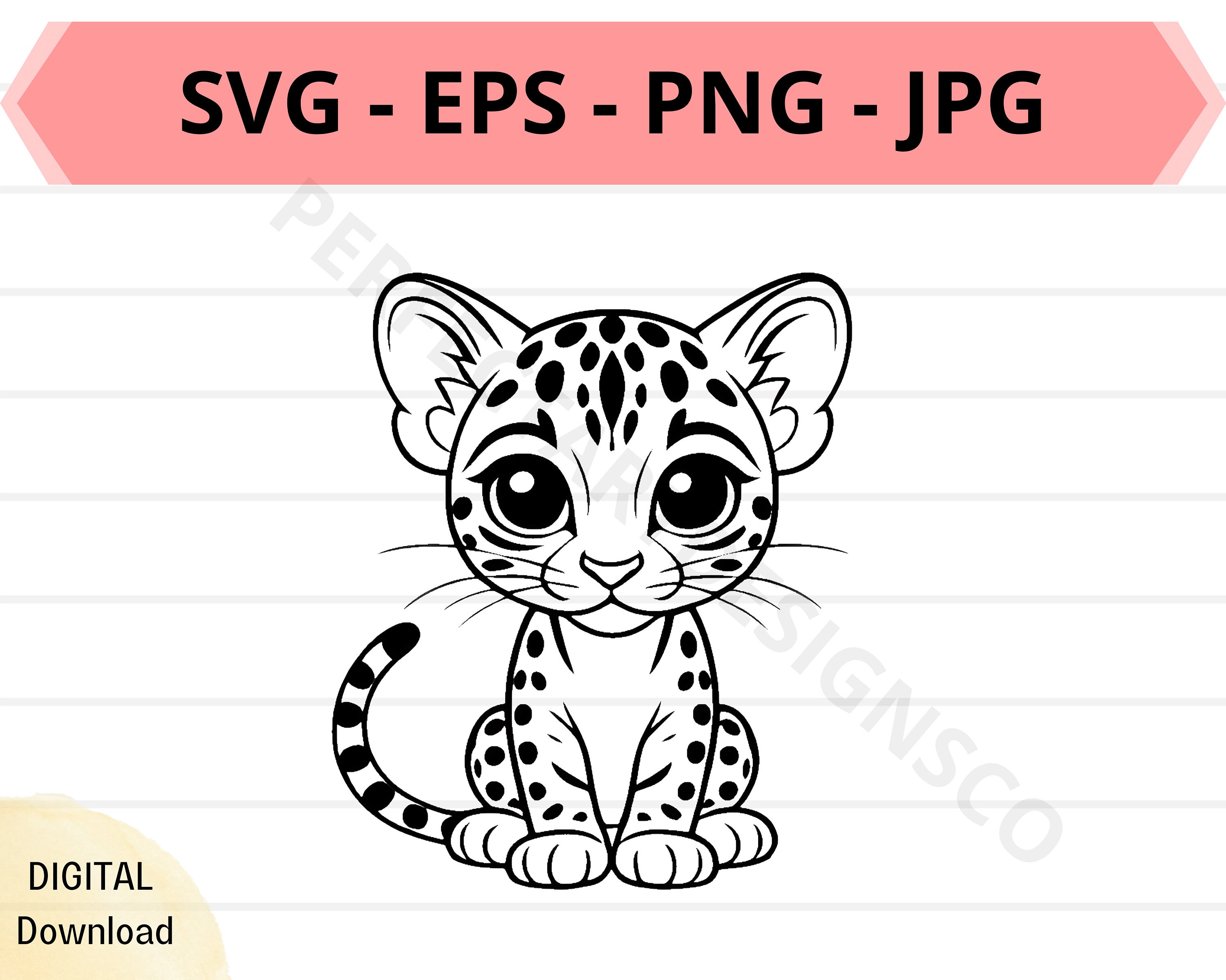 Cute Ocelot Svg File, Baby Ocelot Outline Svg, Ocelot Clipart Svg ...