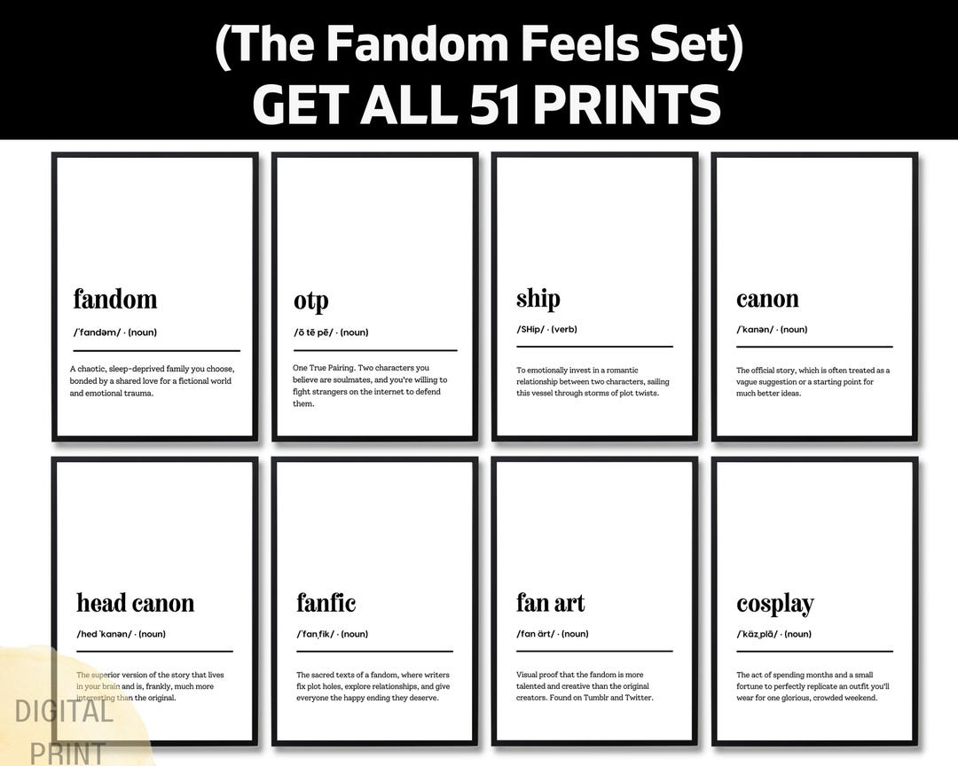 Fandom Feels Funny Definition Print, Fangirl Gift Idea, Nerdy Wall Art ...