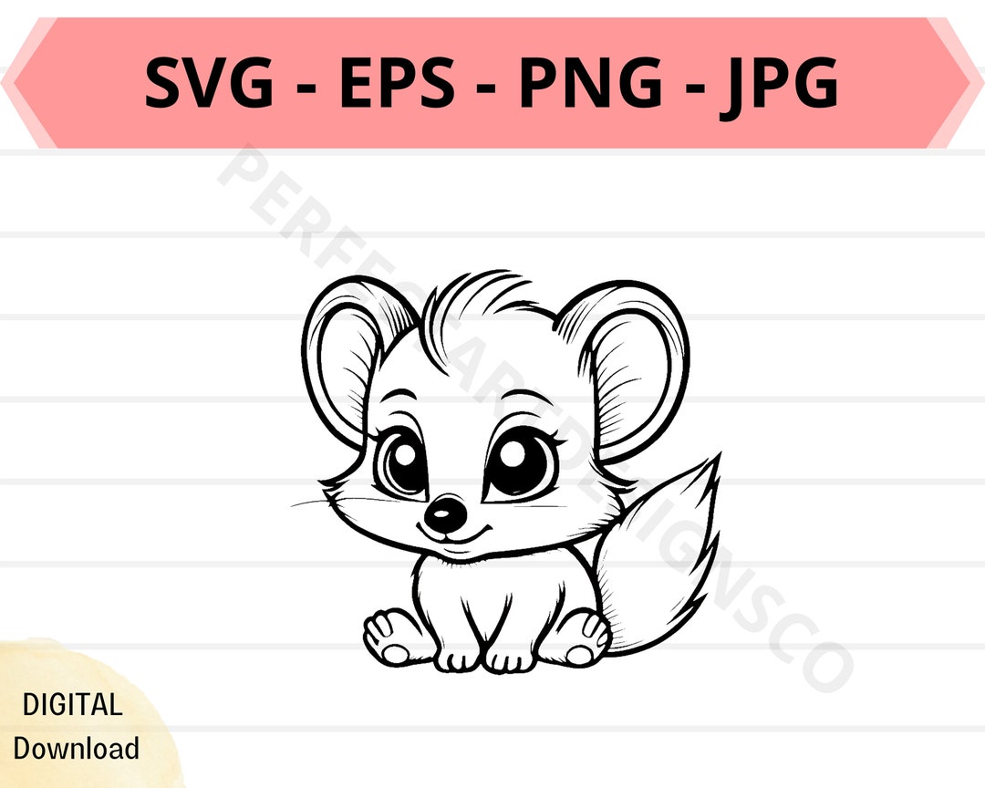 Cute Skunk Svg File, Baby Skunk Outline Svg, Skunk Clipart Svg, Skunk ...