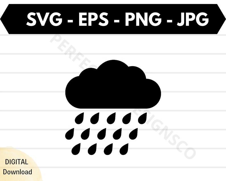 Rain Cloud Silhouette Svg, Rain Cloud Clipart, Rain Cloud Svg File for ...