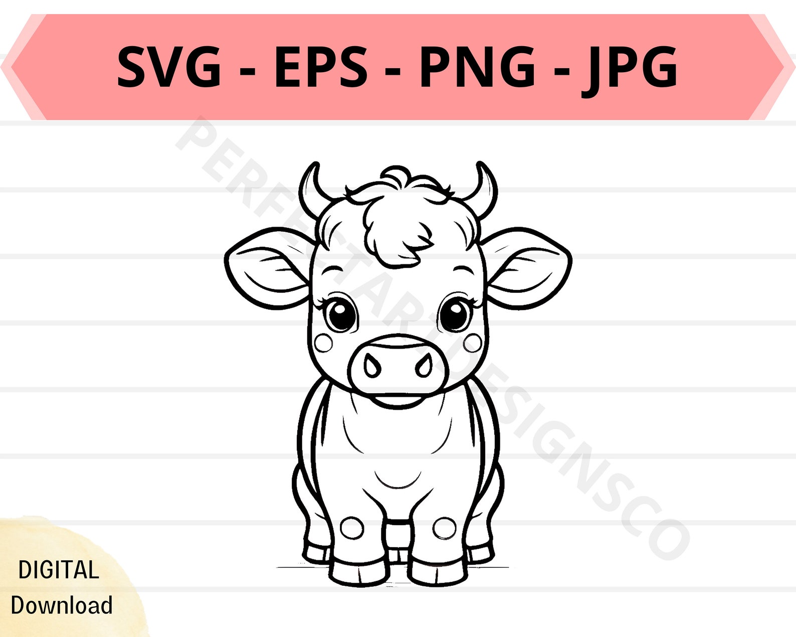 Cute Cow Svg File, Baby Cow Outline Svg, Cow Clipart Svg, Cow Svg Cut ...