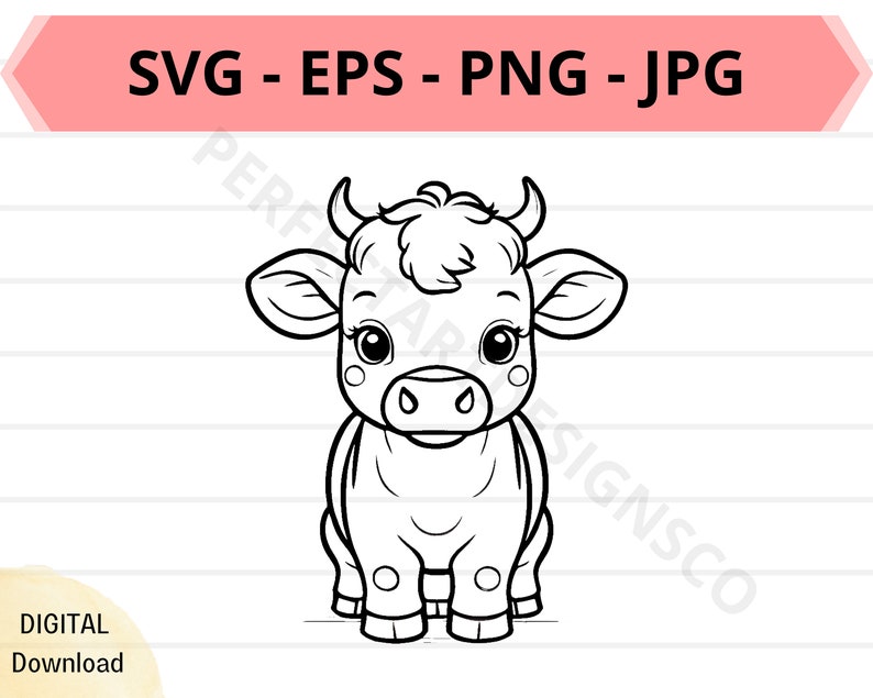 Cute Cow Svg File, Baby Cow Outline Svg, Cow Clipart Svg, Cow Svg Cut ...