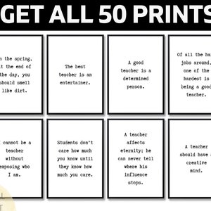Teacher Inspirational Quotes Wall Art Set, 51 Motivational Classroom ...