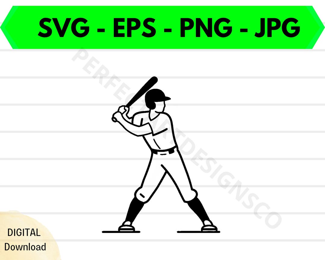 Baseball Hitter Outline Svg File, Baseball Hitter Cutting Svg File for ...