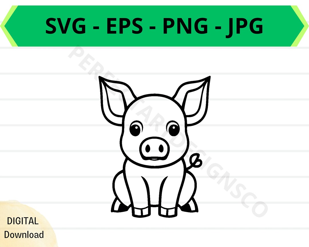 Piglet Outline Svg, Piglet Clipart, Piglet Svg for Shirt, Svg File for ...
