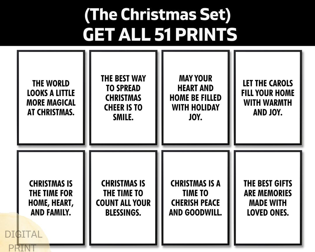 51 Christmas Quotes Bundle Printable Wall Art, Holiday Decor Prints ...