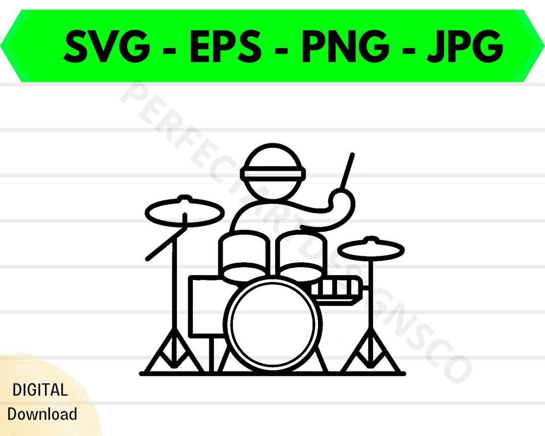 Drummer Outline Svg File, Drummer Cutting Svg File for Cricut, Drummer ...