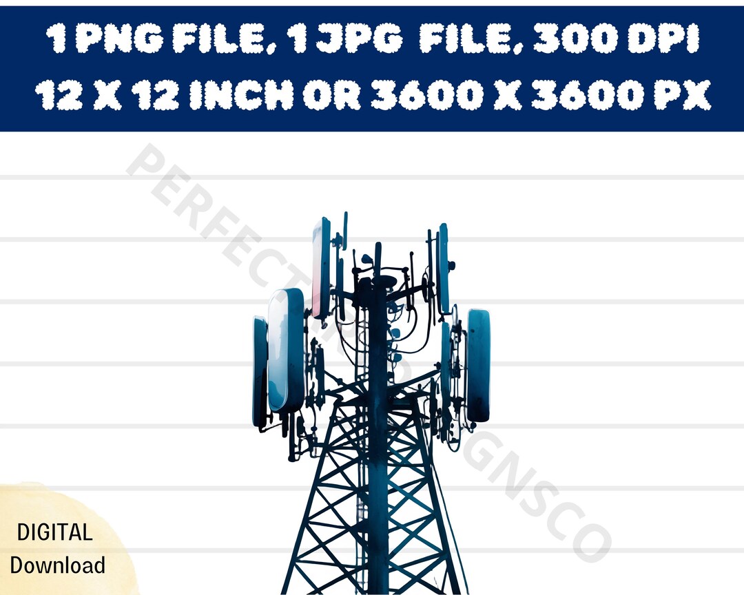 Cell Phone Tower Printable Watercolor Clipart, Cell Phone Tower High ...