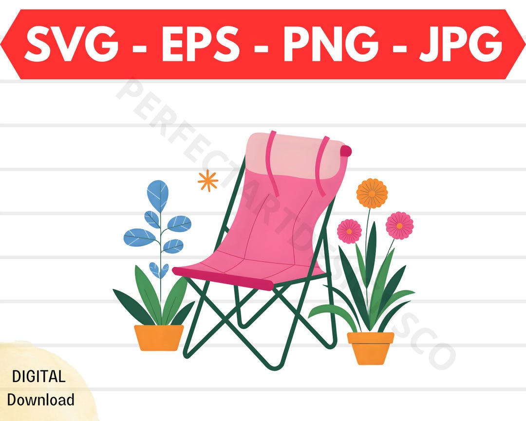 Folding Chair Svg File for Cricut, Silhouette, Folding Chair Clip Art ...