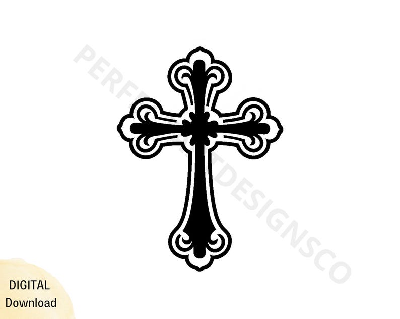 Fancy Cross Silhouette Svg, Fancy Cross Clipart, Fancy Cross Svg File ...