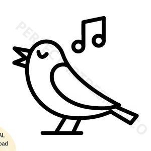 Bird Singing Outline Svg File, Bird Singing Cutting Svg File for Cricut ...