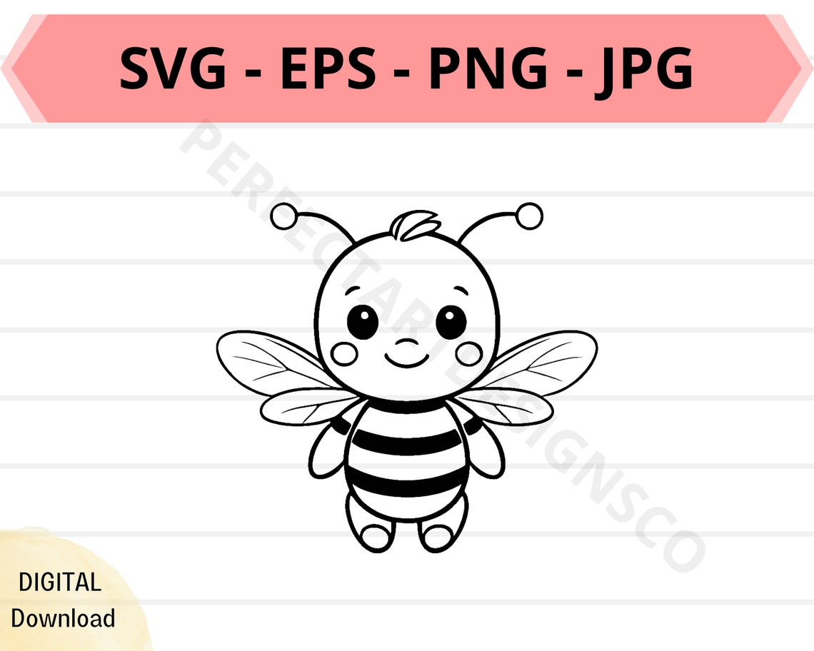 Cute Bee Svg File, Baby Bee Outline Svg, Bee Clipart Svg, Bee Svg Cut ...