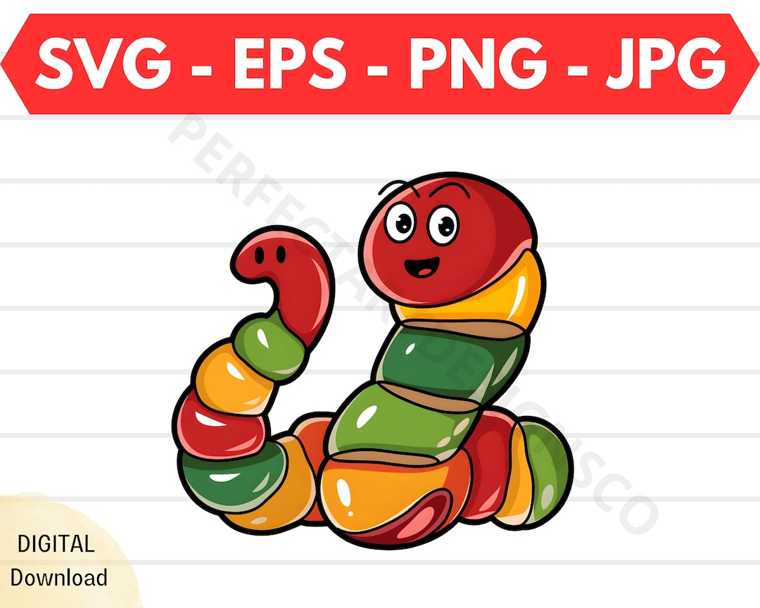 Gummy Worm Svg File for Cricut, Silhouette, Gummy Worm Clip Art, Gummy ...