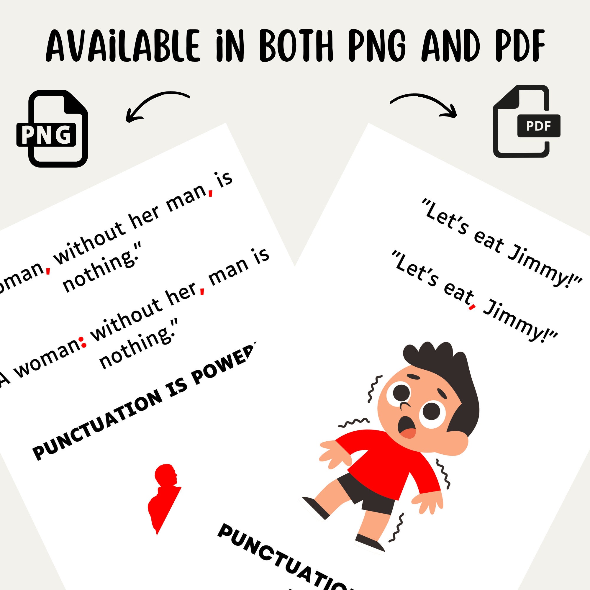 Punctuation Saves Lives Posters, Funny Grammar Poster Wall Art Set of 2 ...