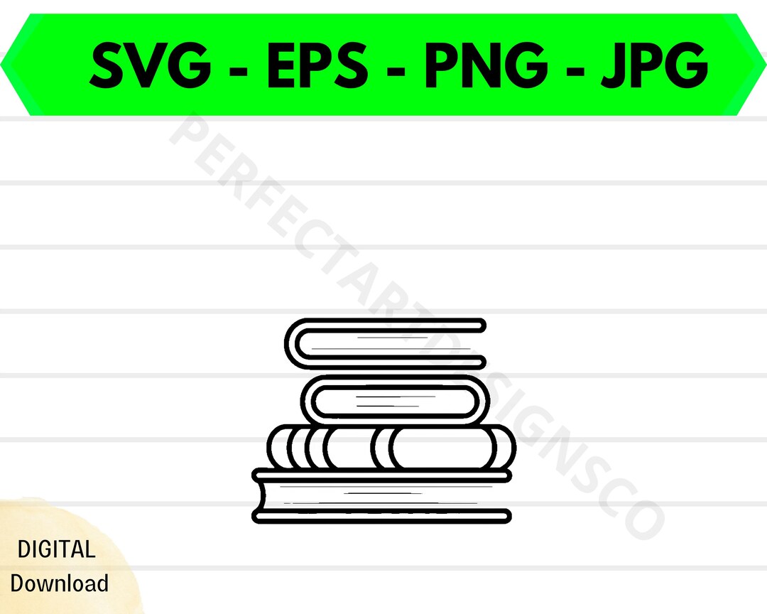 Pile of Books Outline Svg, Pile of Books Clipart, Pile of Books Svg for ...