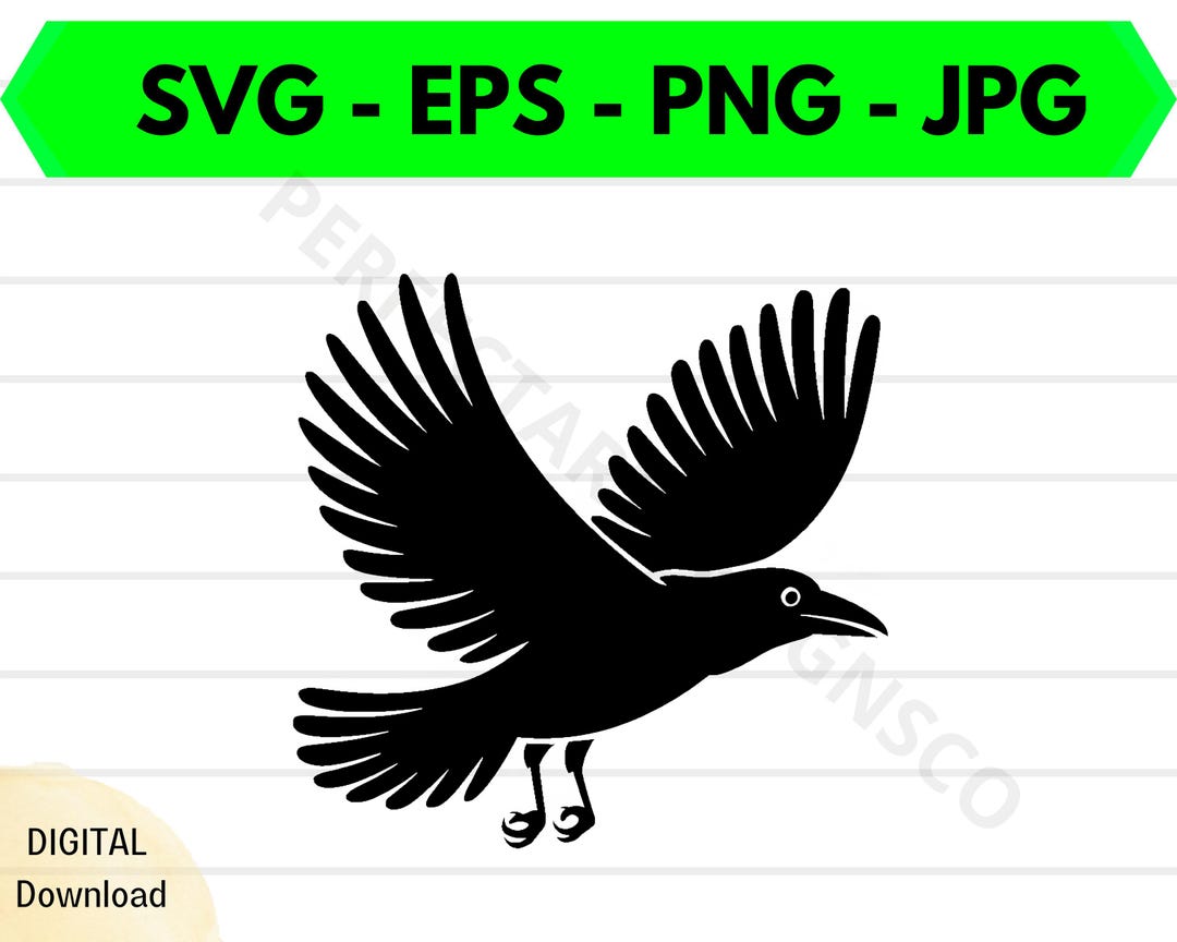 Flying Crow Outline Svg, Flying Crow Cricut Cutfile, Flying Crow Shirt ...