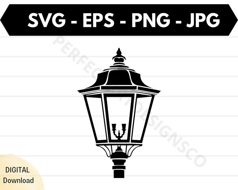 Victorian-style Lamp Post Silhouette Svg File, Lamp Cutting Svg for ...