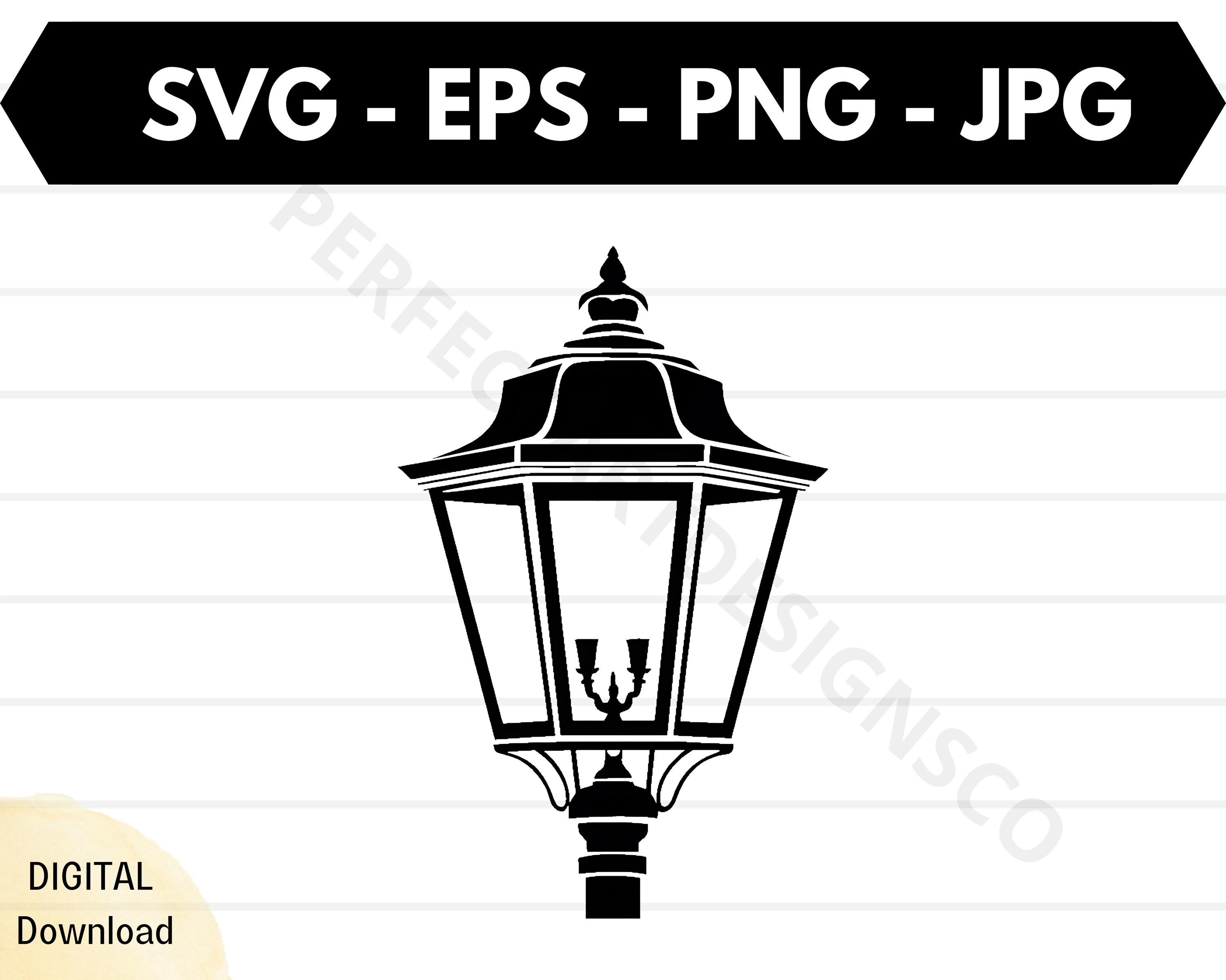 Victorian-style Lamp Post Silhouette Svg File, Lamp Cutting Svg for ...